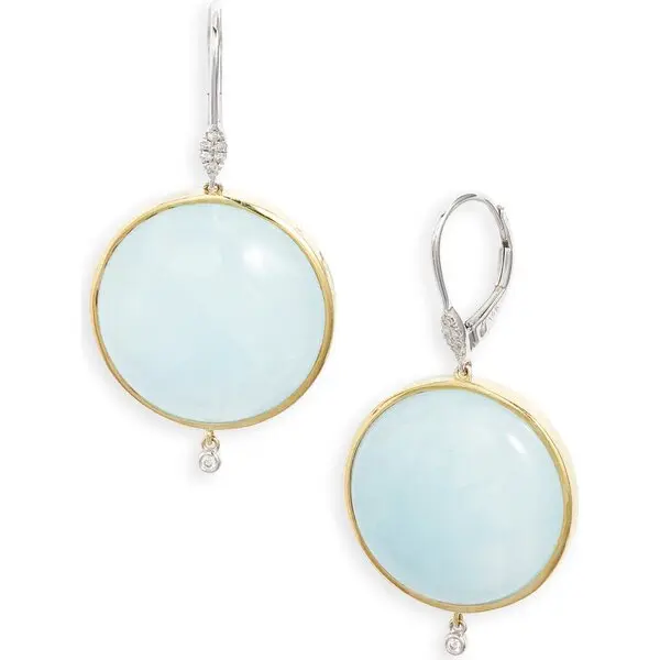 Meira T Milky Aquamarine Drop Earrings - Yellow