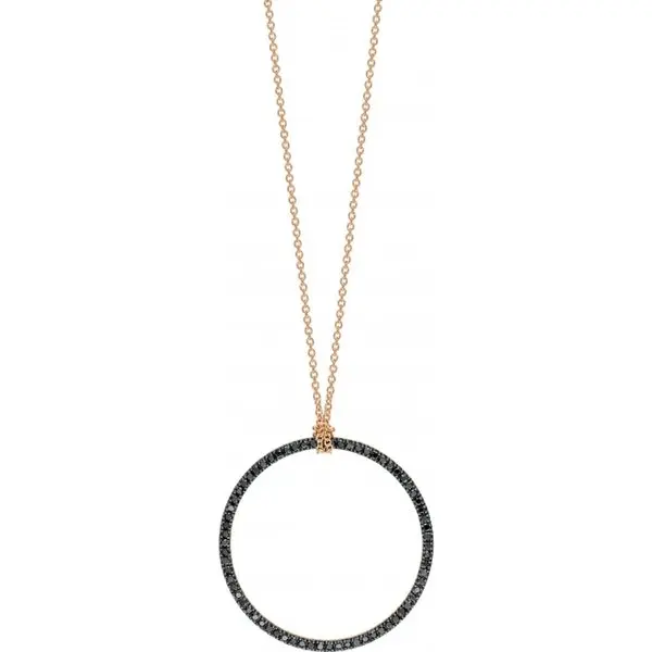 Ginette Ny Circles Rose Gold Necklace - Black Diamonds