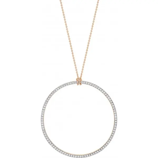Ginette Ny Circles Rose Gold Necklace - White Diamonds