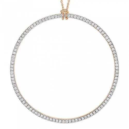 Ginette Ny Circles Rose Gold Necklace - White Diamonds