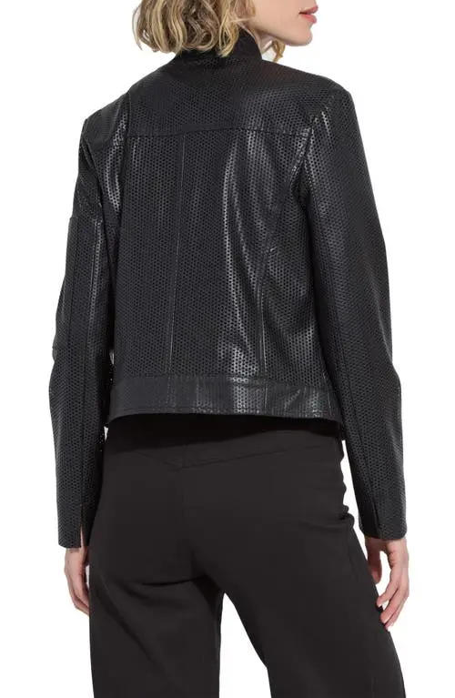 Lyssé Millicent Perforated Faux Leather Bomber Jacket