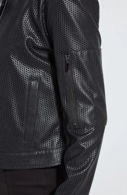 Lyssé Millicent Perforated Faux Leather Bomber Jacket