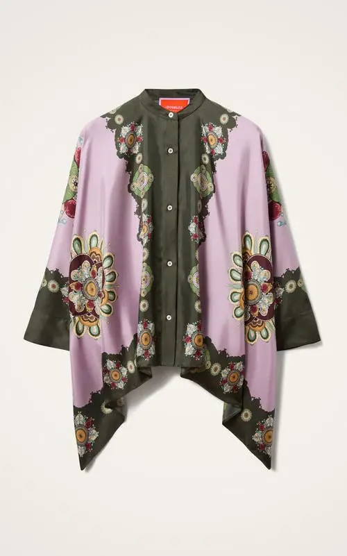 La DoubleJ Foulard Placed Print Silk Shirt