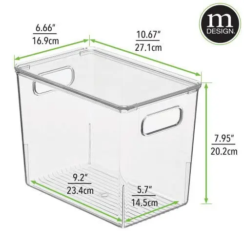 MDESIGN Plastic Stacking Kitchen Storage Bin Box With Lid/handles