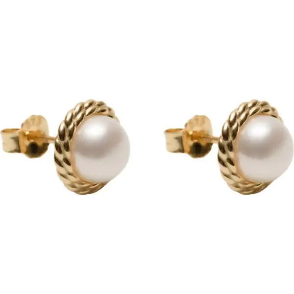 Argento Vivo Faux Pearl Stud Earrings - Gold