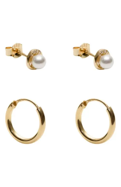 Argento Vivo Stud And Hoop Earring Set - Gold