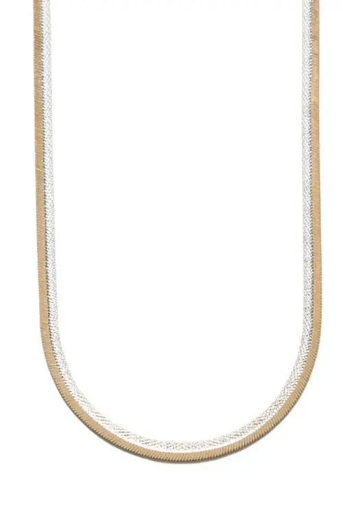 Argento Vivo Two-tone Flat Snake Chain Necklace - Gold/silver