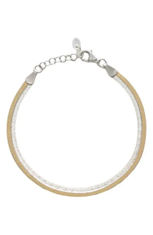 Argento Vivo Two-tone Flat Snake Chain Bracelet - Gold/silver