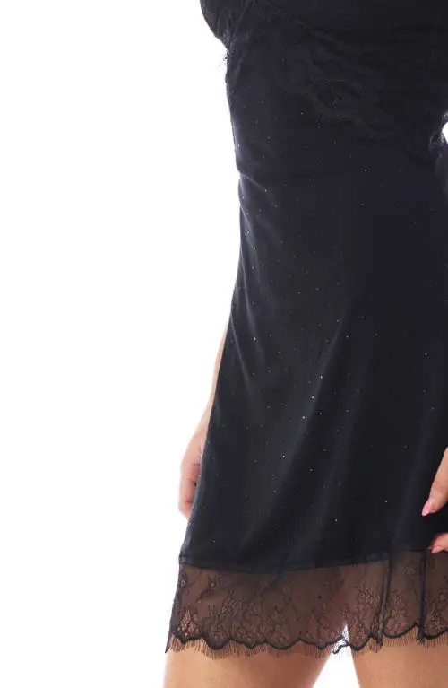 SKY Rhinestone Lace Trim Minidress