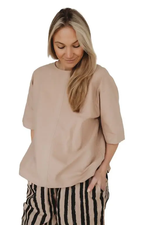TURTLEDOVE LONDON Organic Cotton Doris Tie Back Top - Beige