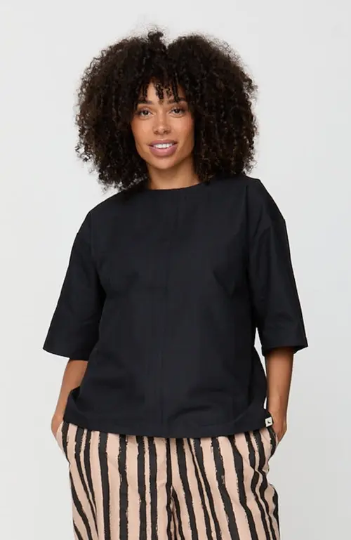 TURTLEDOVE LONDON Organic Cotton Doris Tie Back Top - Black