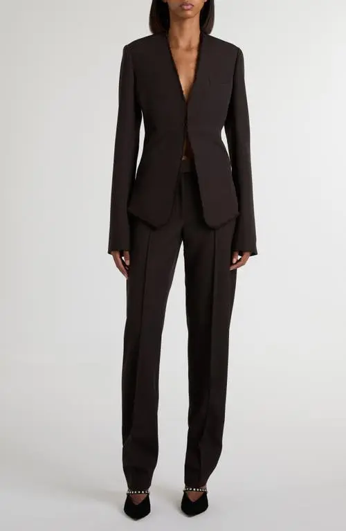 Alexander McQueen Raw Edge Wool Canvas Peplum Blazer