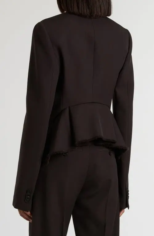 Alexander McQueen Raw Edge Wool Canvas Peplum Blazer