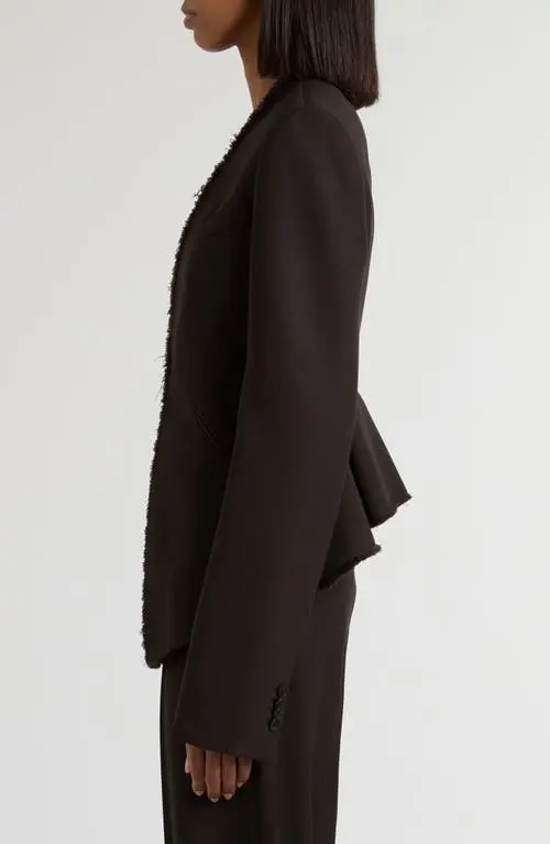 Alexander McQueen Raw Edge Wool Canvas Peplum Blazer