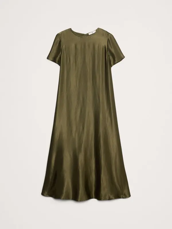 linen and cotton dresses for women Women's Lilac Linen Dress - Round Neck Linen Tunic with Princess Seams,  Long Sleeve main image 1
