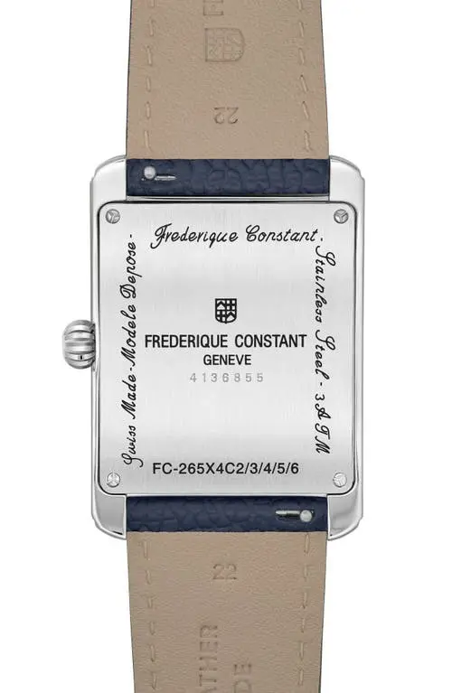 FREDERIQUE CONSTANT Classic Carrée Moonphase Leather Strap Watch - Blue