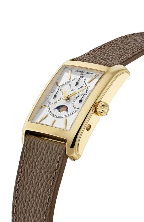 FREDERIQUE CONSTANT Classic Carrée Moonphase Leather Strap Watch