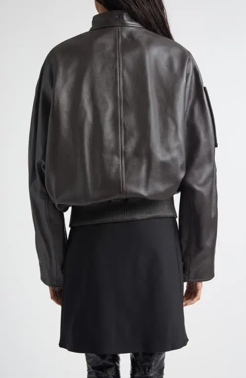 COURREGES Embroidered Leather Bomber Jacket