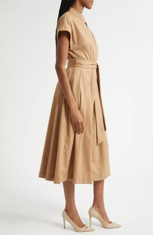Eleventy Belted Wool Blend Midi Dress - 02 Sand
