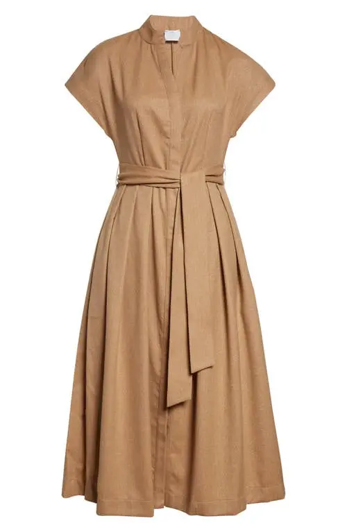 Eleventy Belted Wool Blend Midi Dress - 02 Sand