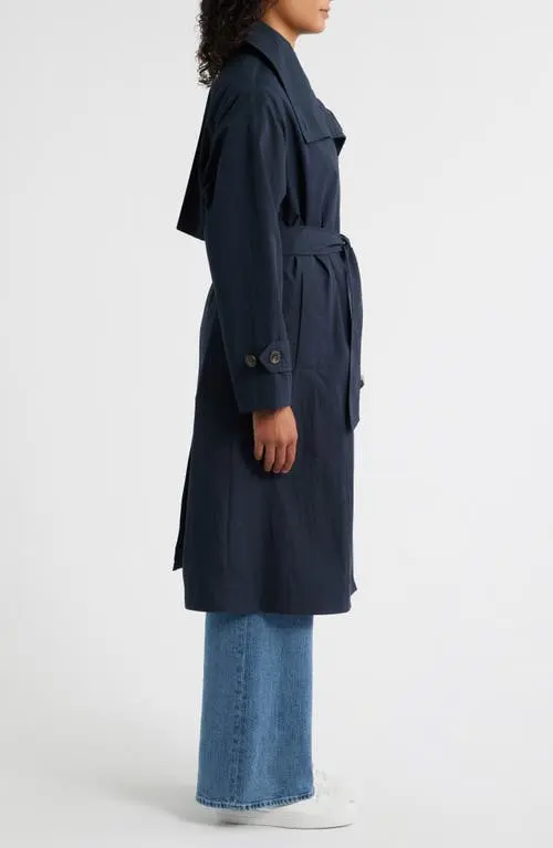 Bernardo Cotton Blend Trench Coat - Navy
