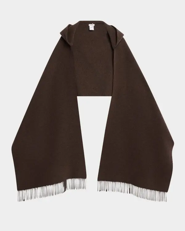 Brunello Cucinelli Wool-cashmere Fringed Cape Scarf - Cmarr Brown