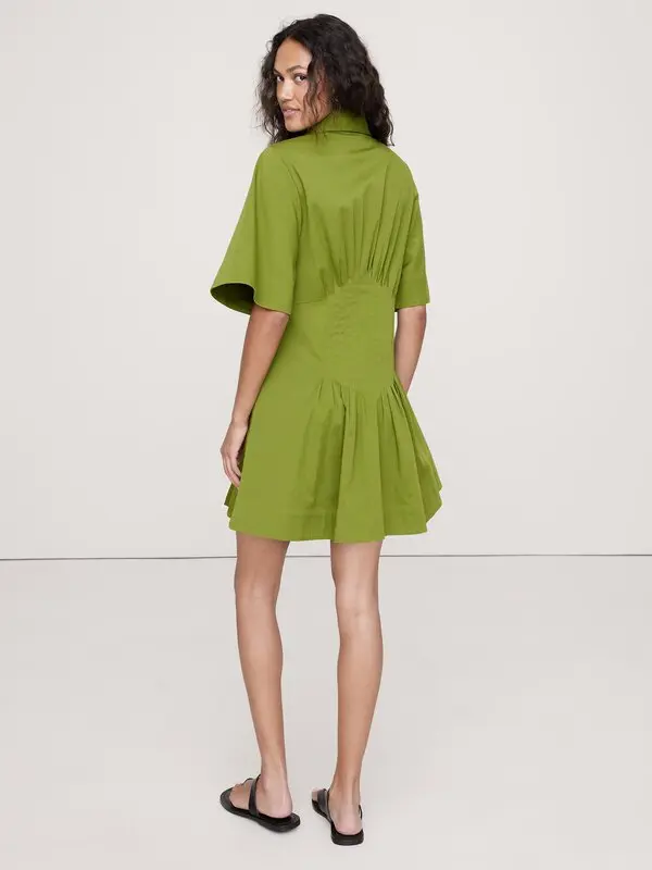 Banana Republic Stretch-cotton Poplin Pintuck Shirt Dress - Cedar Olive  Green | Editorialist