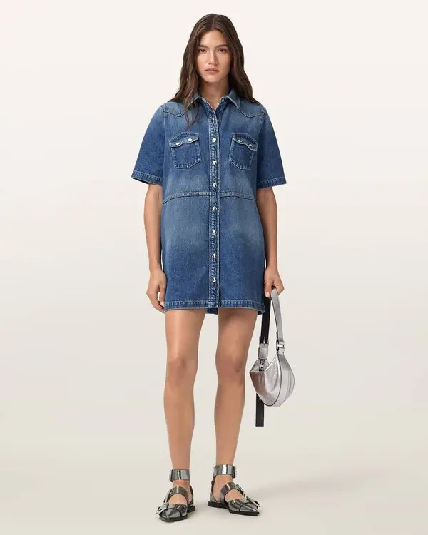 ALLSAINTS Rock Denim Mini Dress - Blue