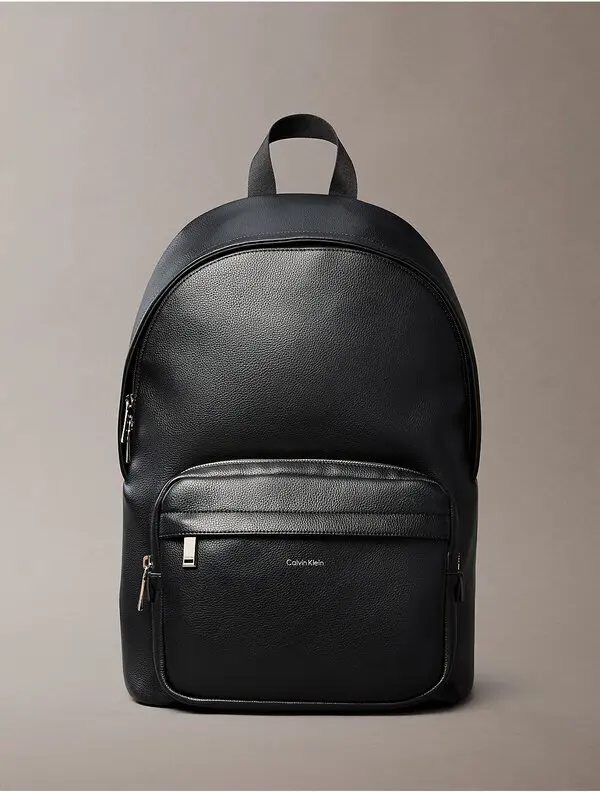 Calvin Klein Raised Logo Round Backpack - Black
