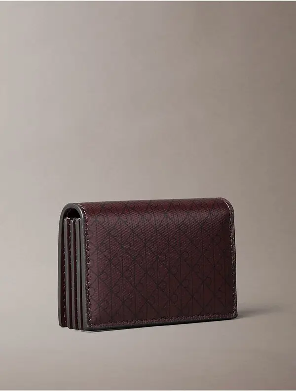Calvin Klein Allover Emblem Logo Accordion Card Case - Fudge