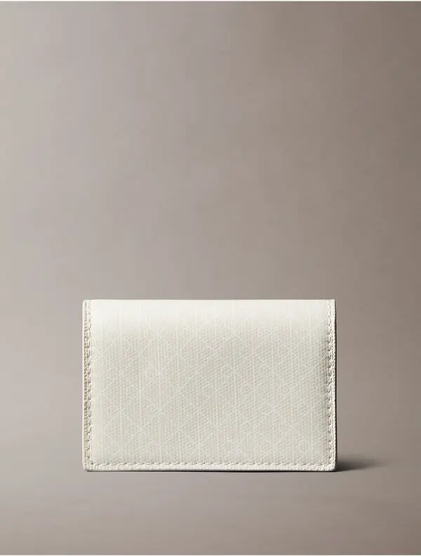 Calvin Klein Allover Emblem Logo Accordion Card Case - Lily White Aop