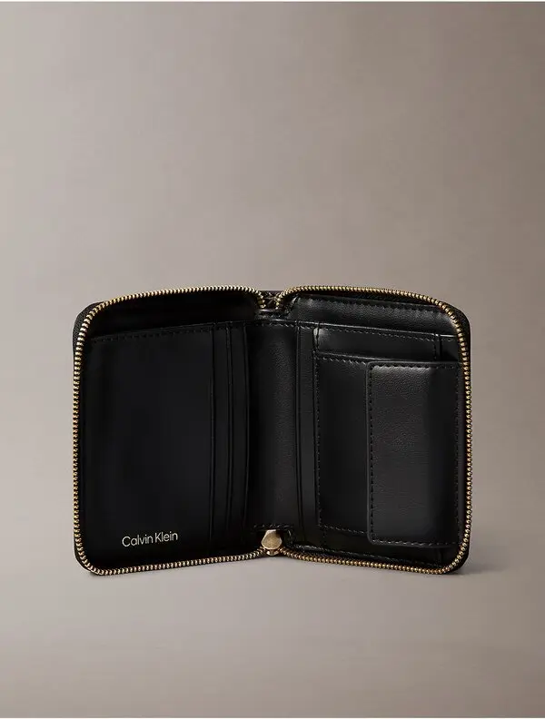 Calvin Klein Allover Monogram Square Zip Wallet - Black