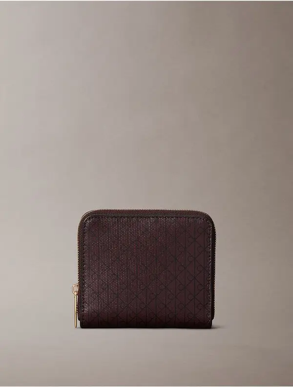 Calvin Klein Allover Monogram Square Zip Wallet - Fudge