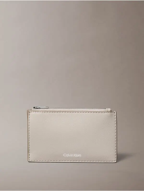 Calvin Klein Foil Logo Top Zip Card Case - Chateau/desert Taupe