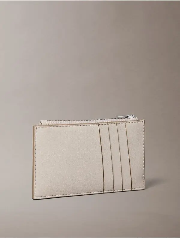 Calvin Klein Foil Logo Top Zip Card Case - Chateau/desert Taupe