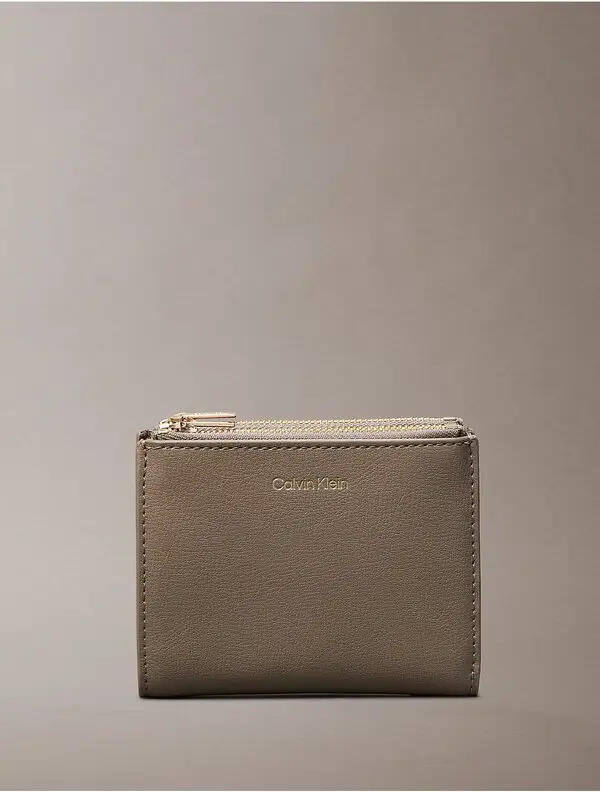 Calvin Klein Foil Logo Top Zip Card Case - Desert Taupe