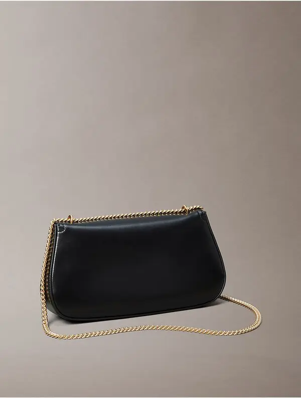 Calvin Klein Monogram Hardware Chain Shoulder Bag - Black / Antique Light Gold