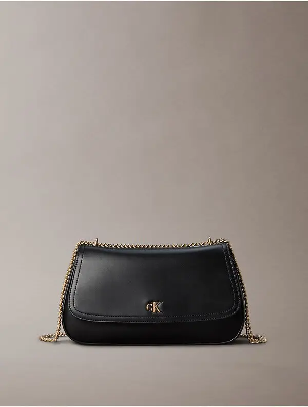Calvin Klein Monogram Hardware Chain Shoulder Bag - Black