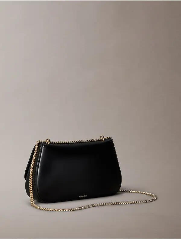 Calvin Klein Monogram Hardware Chain Shoulder Bag - Black