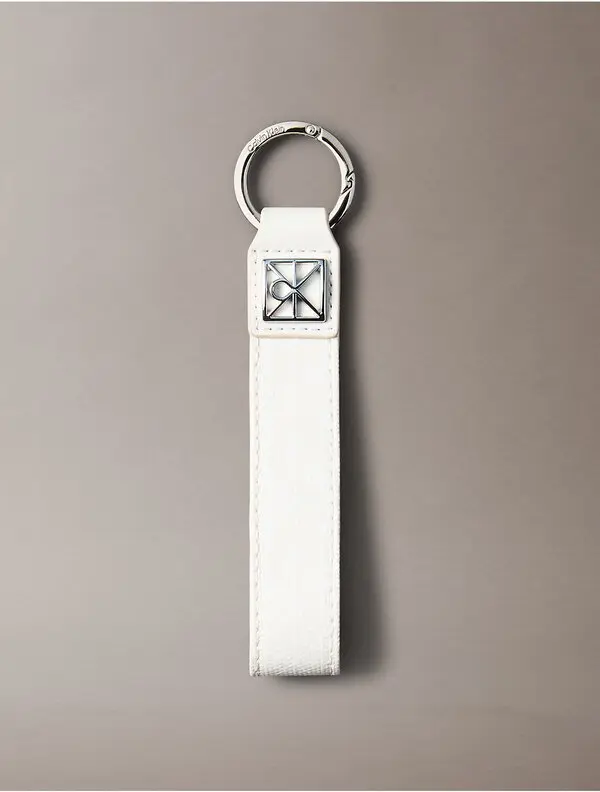 Calvin Klein Emblem Logo Key Fob - Lily White Aop