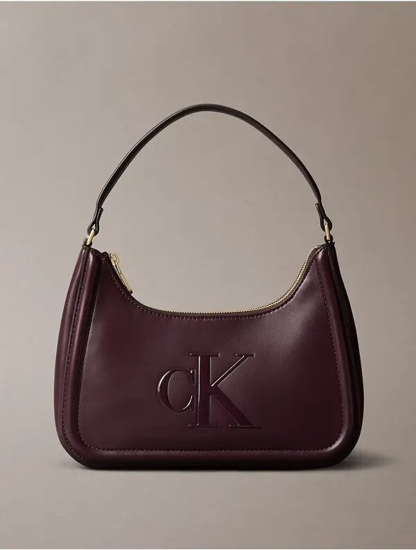 Calvin Klein Embossed Monogram Shoulder Bag - Fudge