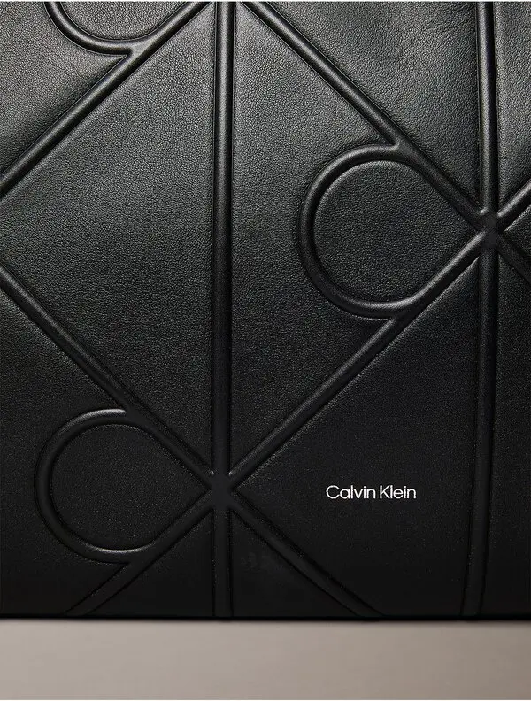 Calvin Klein Embossed Logo Pattern Tote Bag - Black