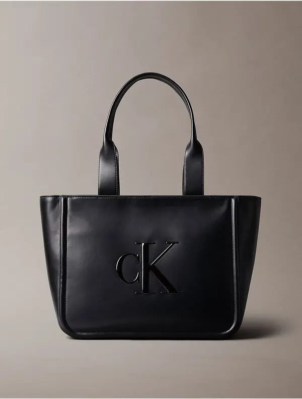 Calvin Klein Embossed Monogram Tote Bag - Black