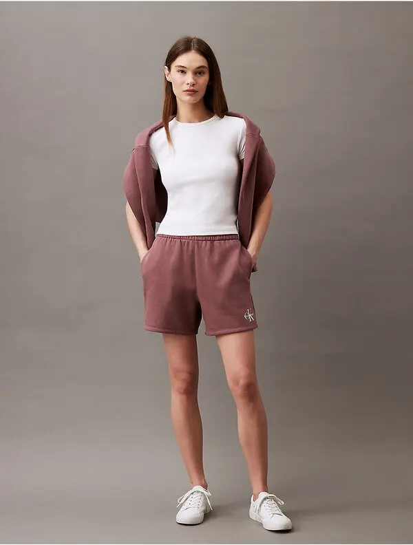Calvin Klein Monogram Logo Fleece Shorts - Capri Rose