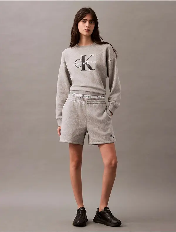 Calvin Klein Monogram Logo Fleece Shorts - Heroic Grey Heather