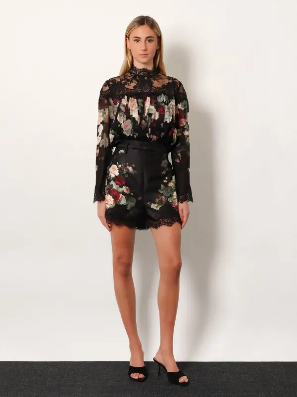 Zimmermann Hypnotic Lace Yoke Viscose Blouse