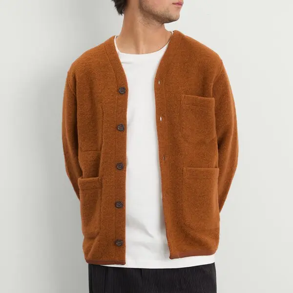 Universal Works Wool Fleece Cardigan - Rust