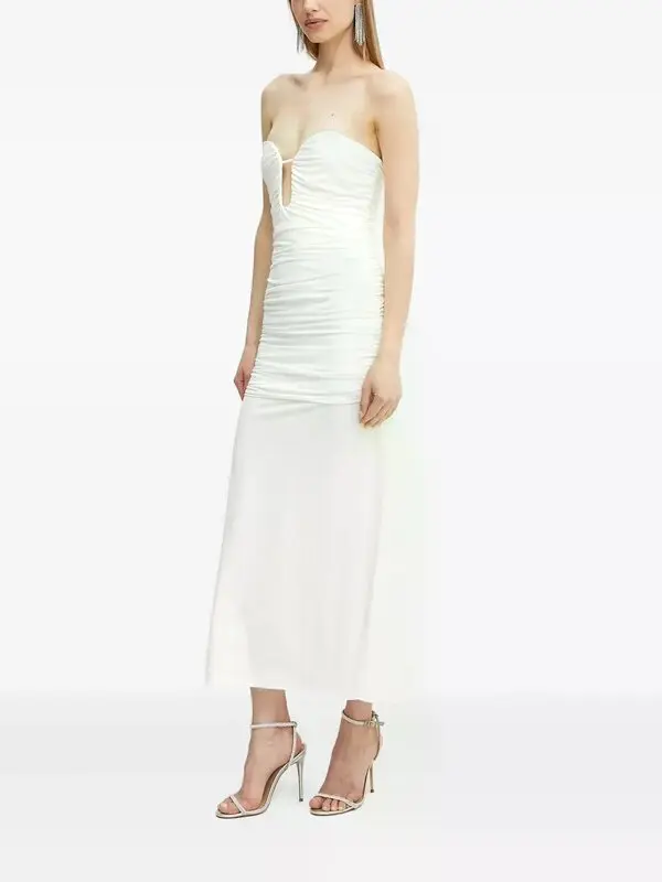 Bardot Ruched Strapless Maxi Dress