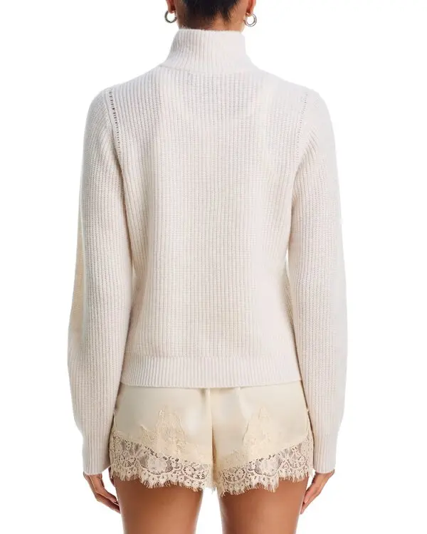 Aqua 100% Cashmere Quarter Zip Sweater - Ash