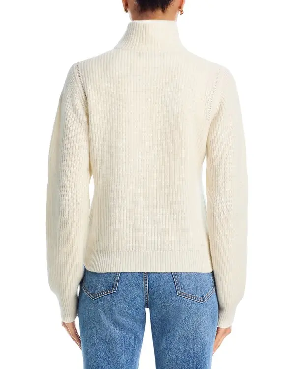 Aqua 100% Cashmere Zip Neck Sweater